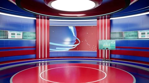 News studio with screen and stage | Stock Video | Pond5