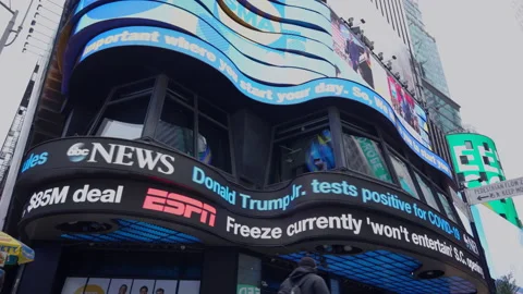 News Ticker on ABC studio building Times... | Stock Video | Pond5