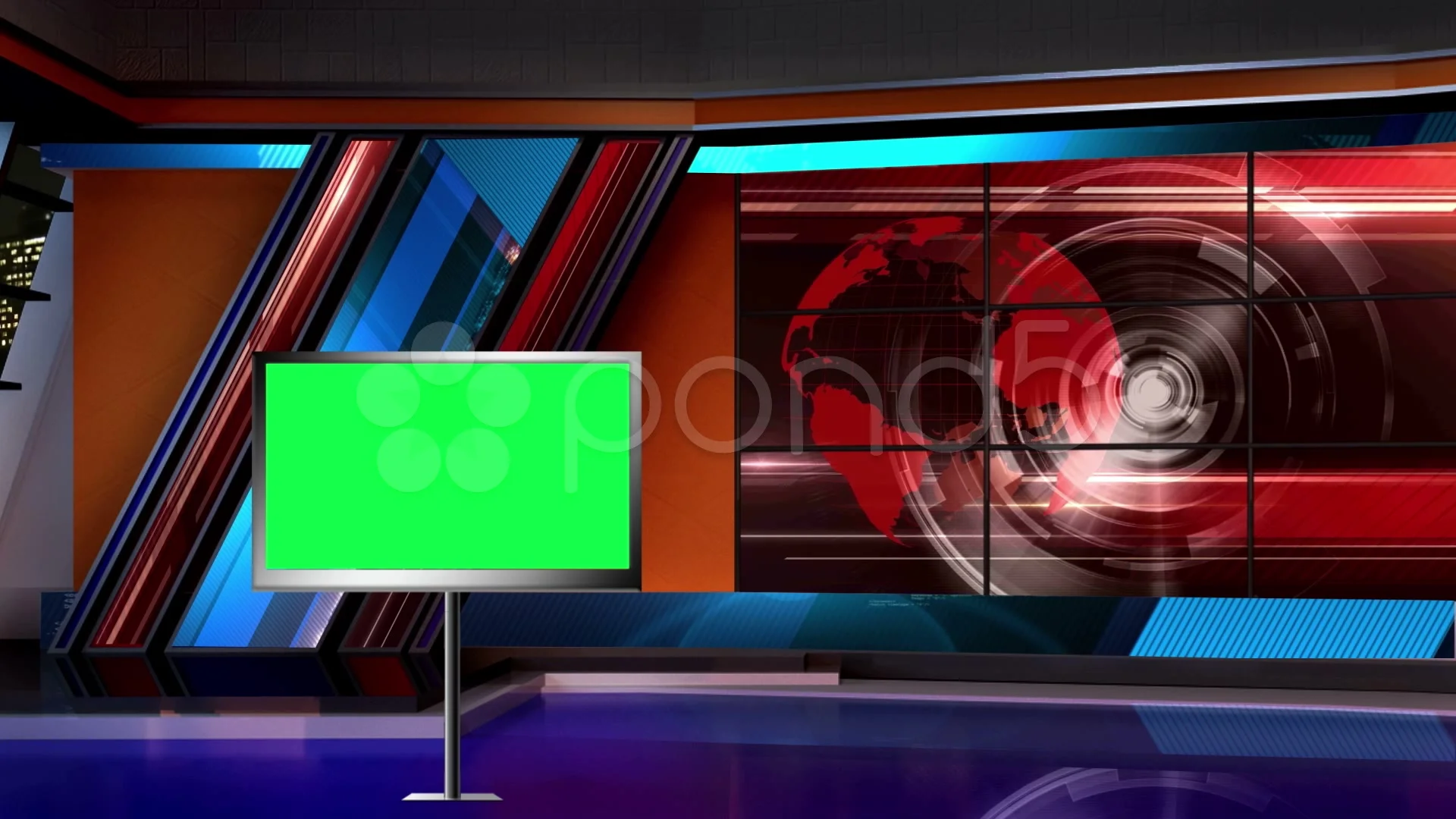 News Tv Studio Set 10 Virtual Green Screen Background Loop