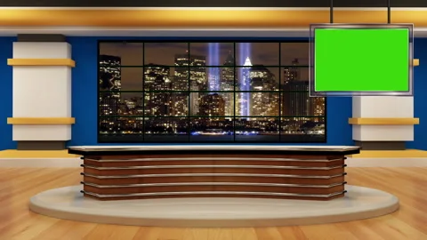 News TV Studio Set 357 Virtual Green Scr... | Stock Video | Pond5