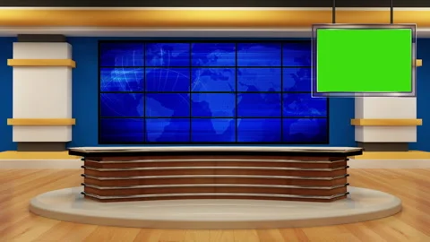 News TV Studio Set 358 Virtual Green Scr... | Stock Video | Pond5