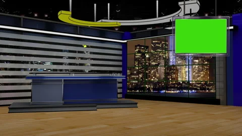 News Tv Studio Set Virtual Green Screen Background Loop News Studio