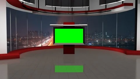 News TV Studio Set 361- Virtual Green Sc... | Stock Video | Pond5