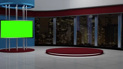 News TV Studio Set 361 Virtual Green Scr... | Stock Video | Pond5