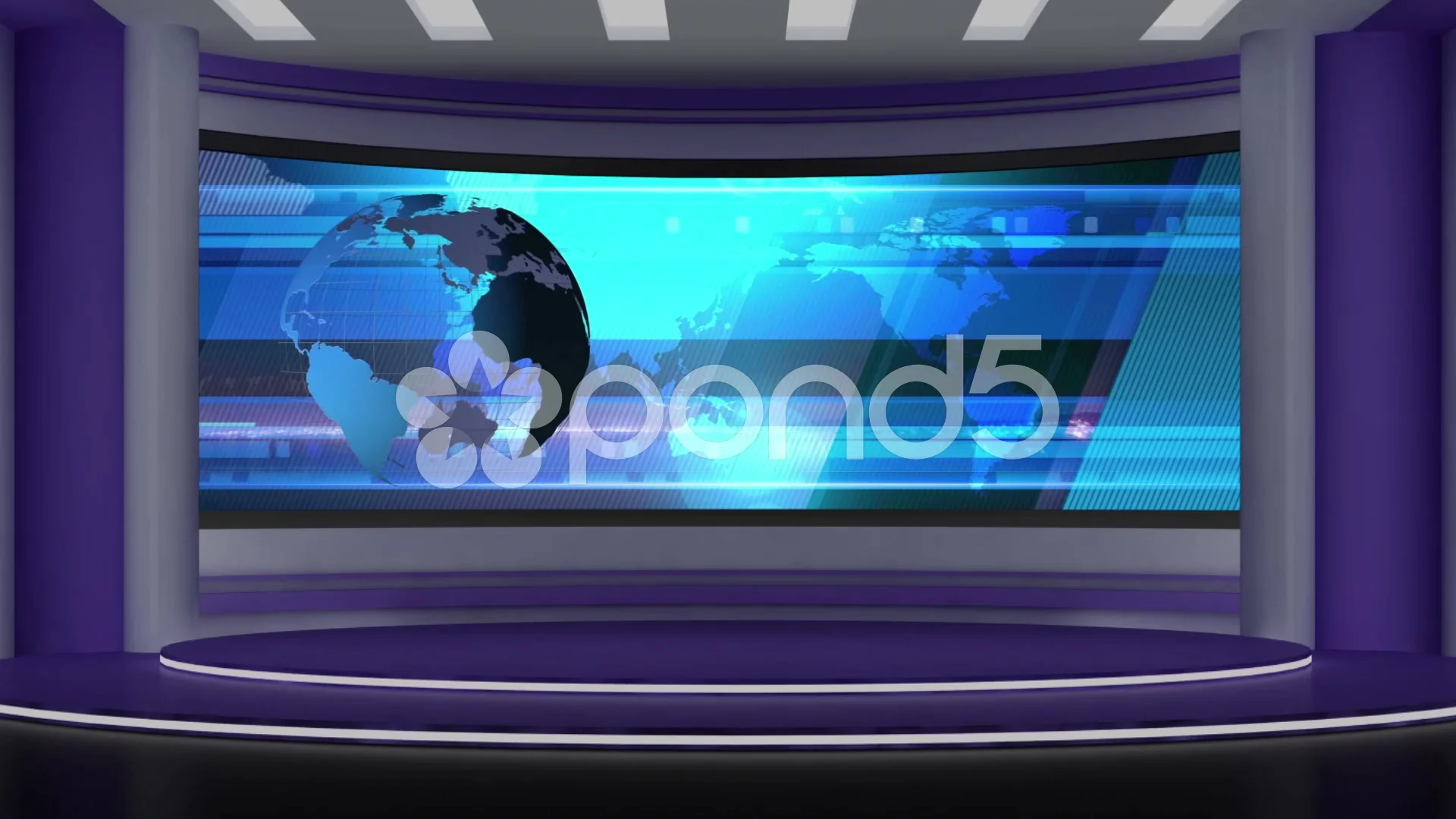 News Tv Studio Set 01 Virtual Green Screen Background Loop Stock