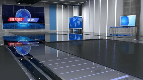 News TV Studio Set - Virtual Green Scree... | Stock Video | Pond5