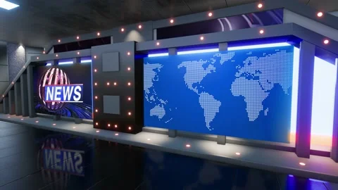 News TV Studio Set - Virtual Green Scree... | Stock Video | Pond5