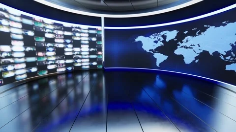 News TV Studio Set – Virtual Green Scr... | Stock Video | Pond5
