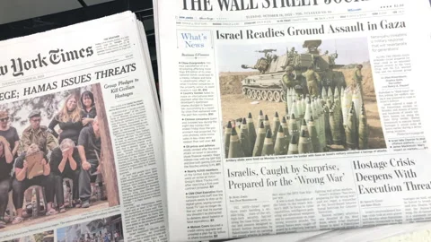 Newspaper Coverage of the Israel Hamas W... | Stock Video | Pond5