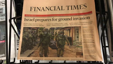 Newspaper Coverage of the Israel Hamas W... | Stock Video | Pond5