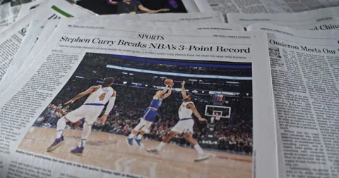 Newspaper Coverage of Stephen Curry Brea... | Stock Video | Pond5