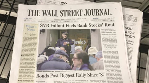 Newspaper Coverage of the SVB Bank Colla... | Stock Video | Pond5
