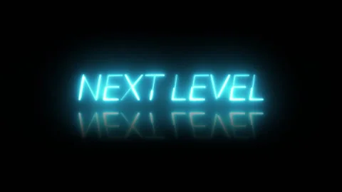 Next Level neon text animation on black ... | Stock Video | Pond5