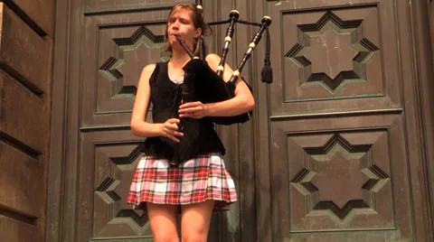 Nice Girl playing bagpipe (audio) | Stock Video | Pond5