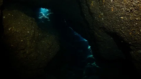 nice light in cave underwater sun rays a... | Stock Video | Pond5