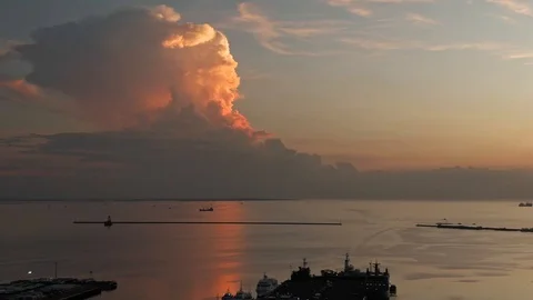 Nice zoom out view of sunset by the silh... | Stock Video | Pond5