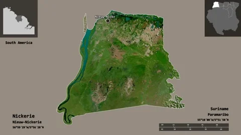 Nickerie location. Suriname. Satellite m... | Stock Video | Pond5