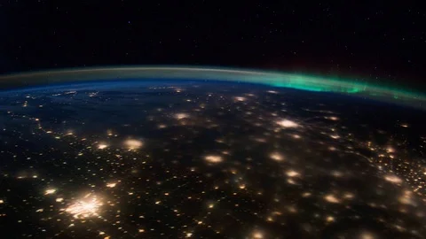 Night cities of Planet Earth seen from s... | Stock Video | Pond5
