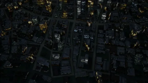 Night city birds eye view 4K | Stock Video | Pond5