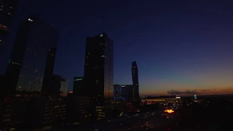 Night city life. View of the high-rise b... | Stock Video | Pond5