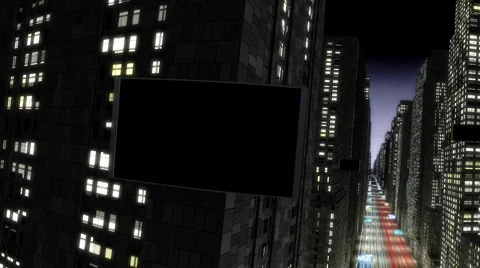 Night city - loop ready fly with green s... | Stock Video | Pond5