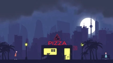 Night City Walking 2D Animation | Stock Video | Pond5