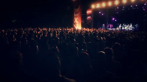 night concert crowd on music festival, ... | Stock Video | Pond5