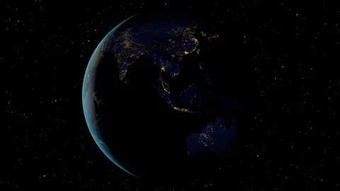 Night to day. Zoom in on Gabon outlined.... | Stock Video | Pond5