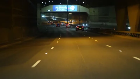 Night Drive With View Through Windscreen... | Stock Video | Pond5