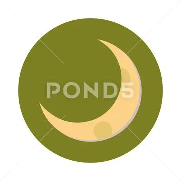 Night half moon sky flat and block icon Illustration #137613624