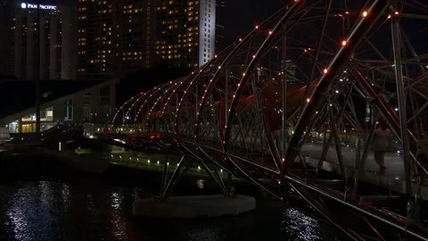 night illuminated singapore famous helix... | Stock Video | Pond5