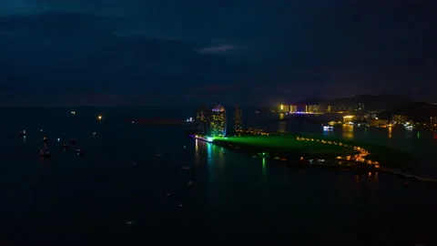 night illumination sanya bay famous isla... | Stock Video | Pond5