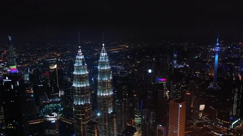 night kuala lumpur city downtown famous ... | Stock Video | Pond5
