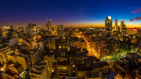 Night panorama view of the skyline of Bu... | Stock Video | Pond5