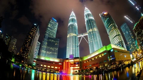 Night in the park of the KLCC in Kuala L... | Stock Video | Pond5