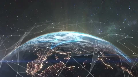 Night planet earth with communication li... | Stock Video | Pond5