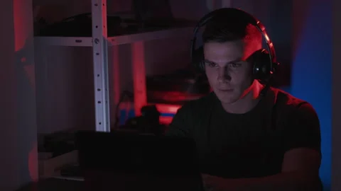 Night programming freelance work typing ... | Stock Video | Pond5