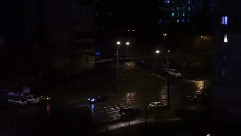 Night rainy road. Top view from the wind... | Stock Video | Pond5