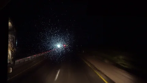 Night road. View from the driver's cab. ... | Stock Video | Pond5