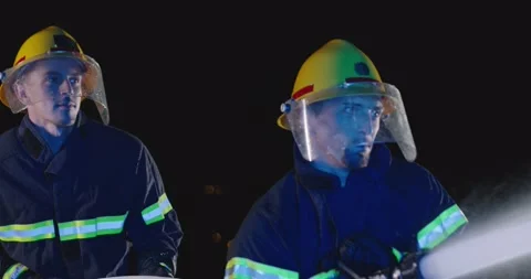 night shift of firefighters extinguishin... | Stock Video | Pond5