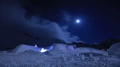 Night Sky Time Lapse With Ice Hotel and... | Stock Video | Pond5