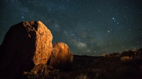 Night time lapse of the milky way stars ... | Stock Video | Pond5