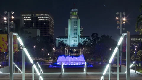 Night timelapse of City Hall in Los Ange... | Stock Video | Pond5
