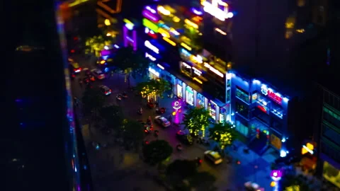 A night timelapse of miniature neon town... | Stock Video | Pond5