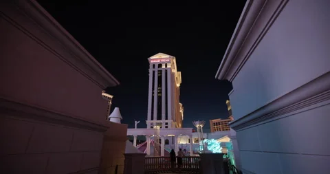 Night view of Augustus Tower at Caesars ... | Stock Video | Pond5