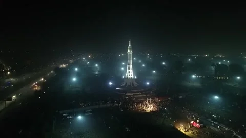 Night View of Minar-e-Pakistan Lahore | Stock Video | Pond5