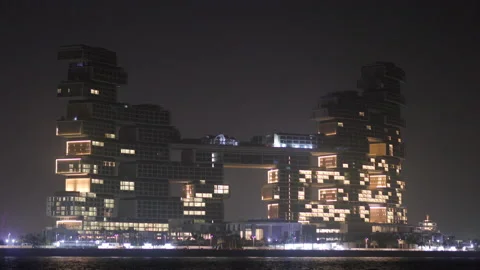 Night view of The Royal Atlantis Resort ... | Stock Video | Pond5