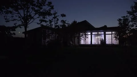 Night view of yard of country house with... | Stock Video | Pond5