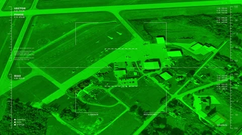 Night vision aerial surveillance flyove... | Stock Video | Pond5
