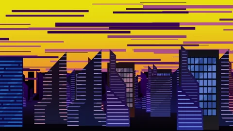 Night yellow landscape with modern and a... | Stock Video | Pond5